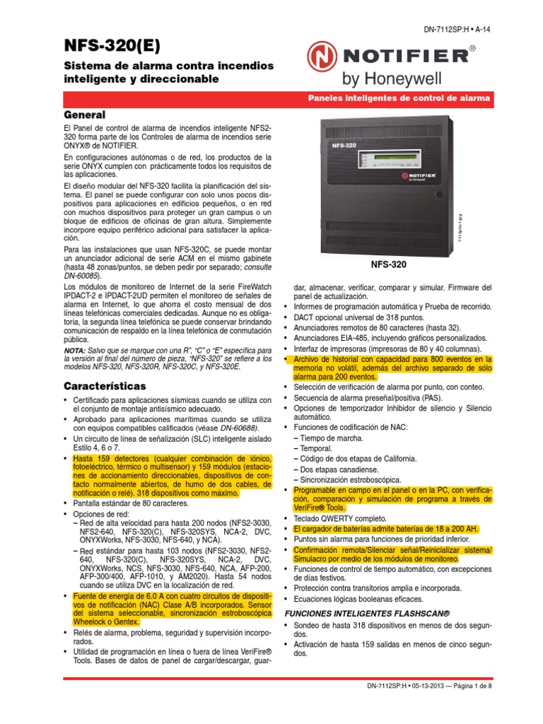 Panel Contra Incendios Notifier | PDF | Red de computadoras | Programa ...