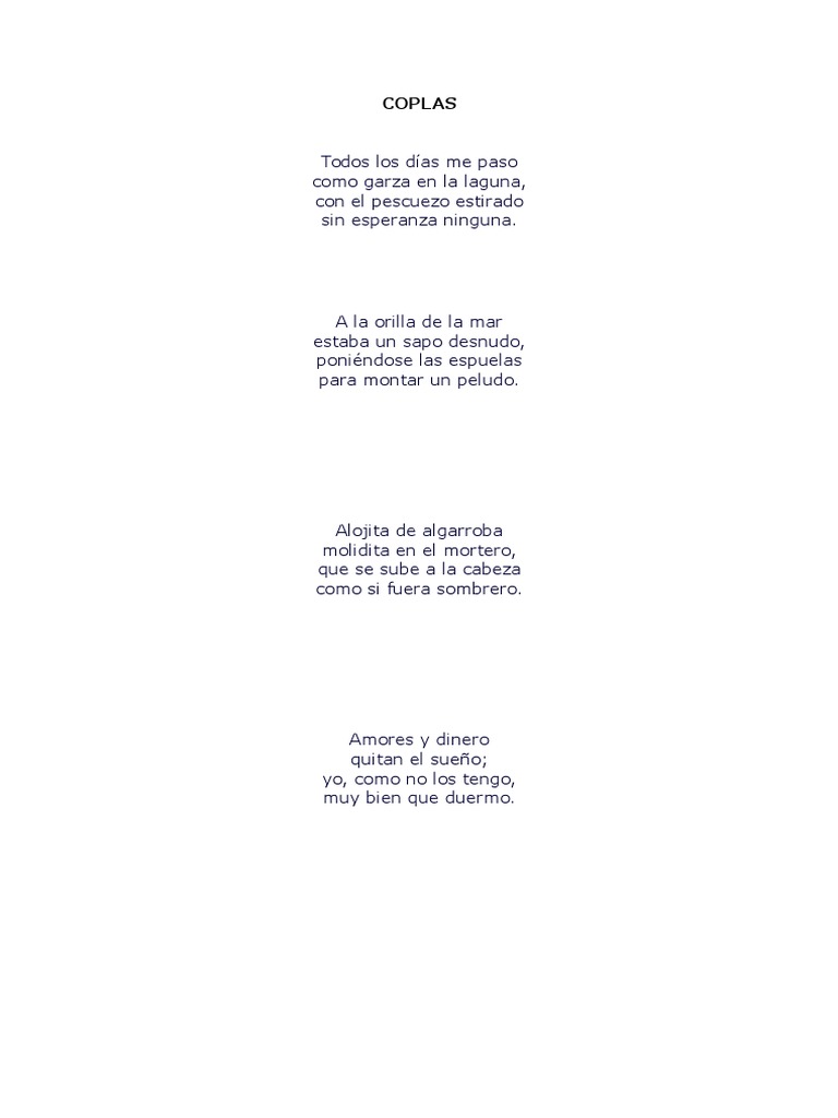 Coplas Tradicionales y Populares | PDF | Poesía