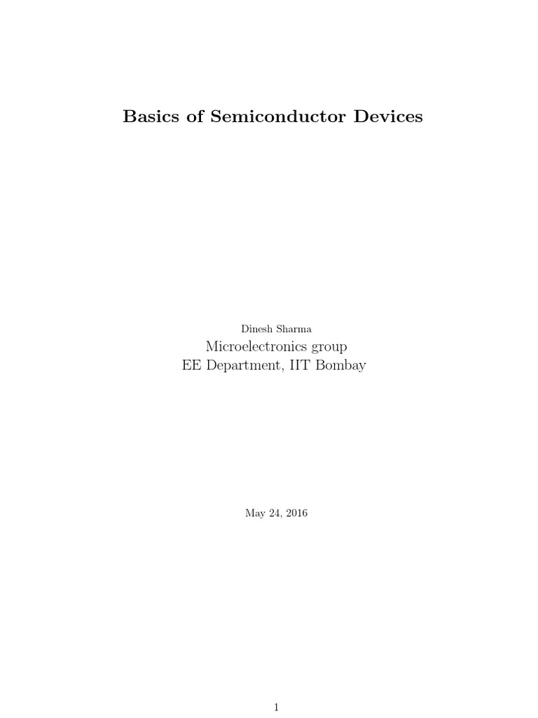 Basics of Semiconductor Devices: Microelectronics Group EE Department ...
