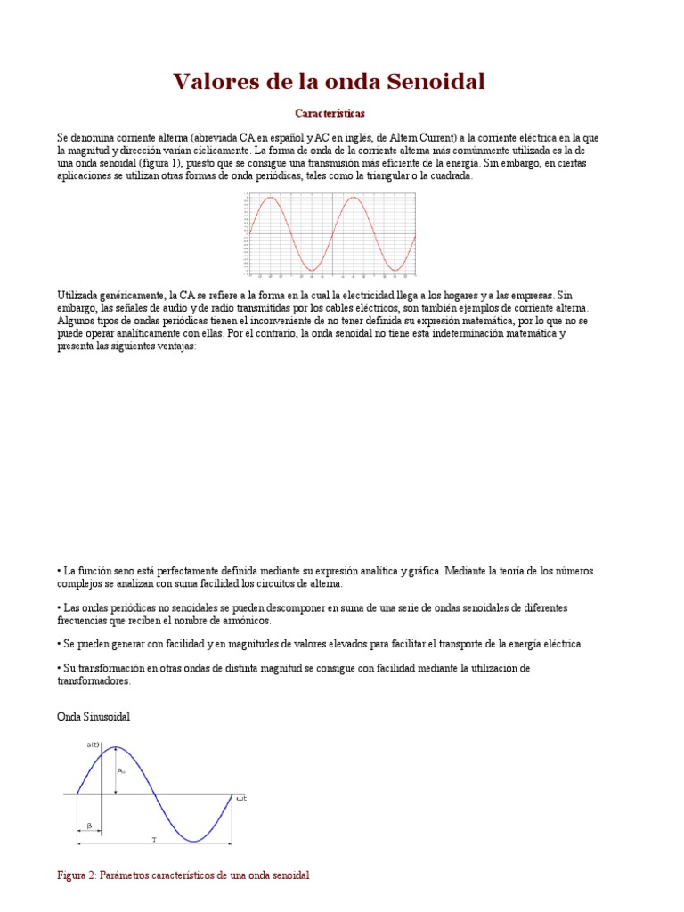 Valores de La Onda Senoidal | PDF | Corriente alterna | voltaje