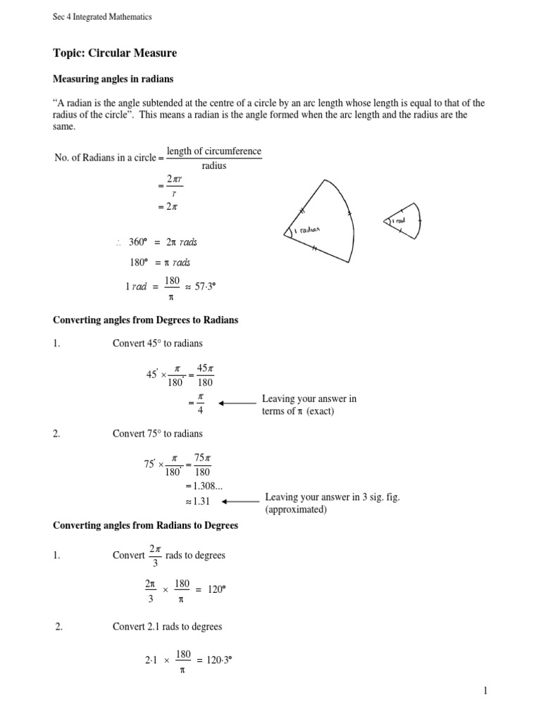 2015 Circular Measure Notes | PDF | Angle | Triangle Geometry