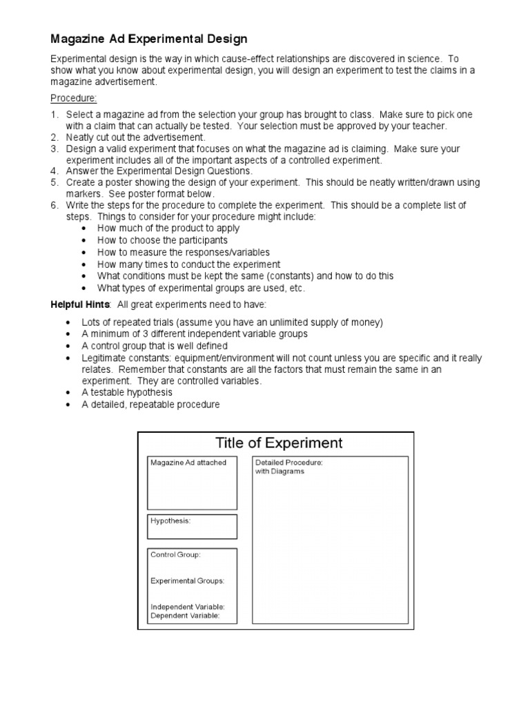 Testing Magazine Ad Claims Experiment | PDF | Computers