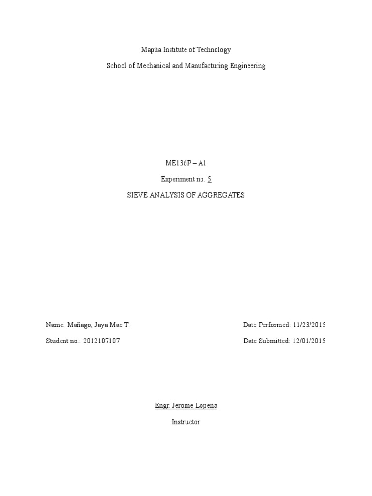 Experiment 5 - Sieve Analysis of Aggregates | PDF