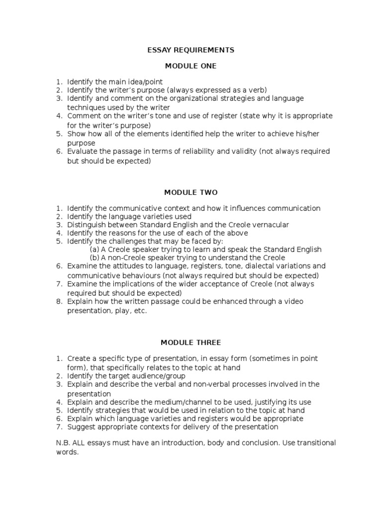 Essay Requirements Comm. Studies | PDF | Essays | Writers