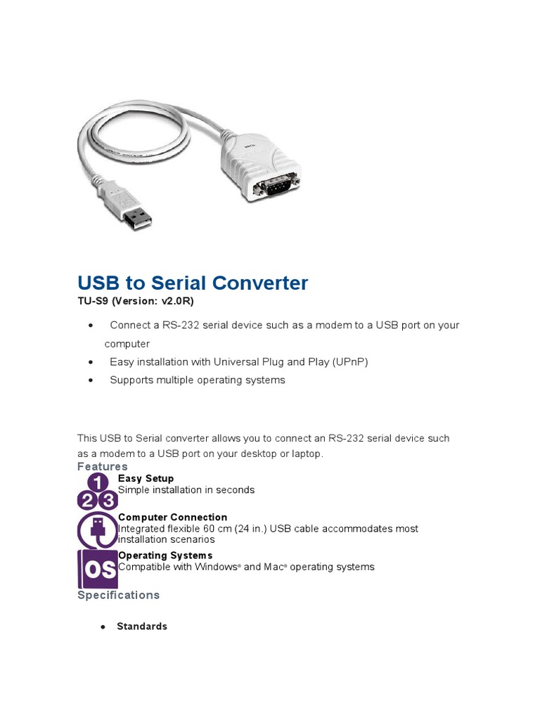 USB to Serial Converter: TU-S9 (Version: v2.0R)