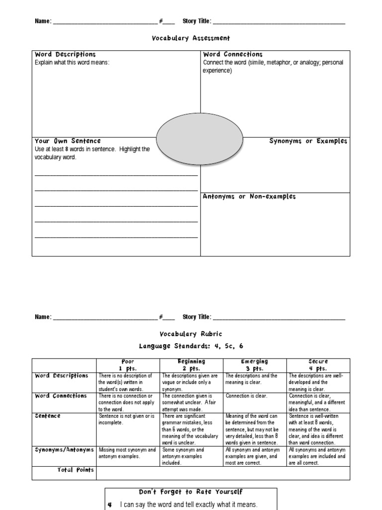 Vocabulary Assessment | PDF