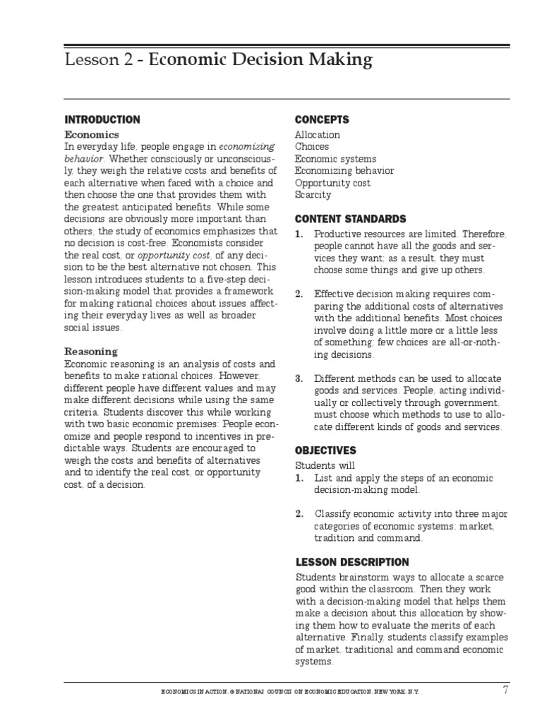 Economic Decision Making L2 | PDF | Economic System | Decision Making