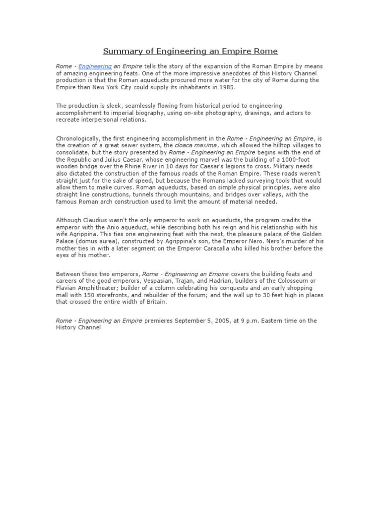 Engineering An Empire Rome Notes | PDF