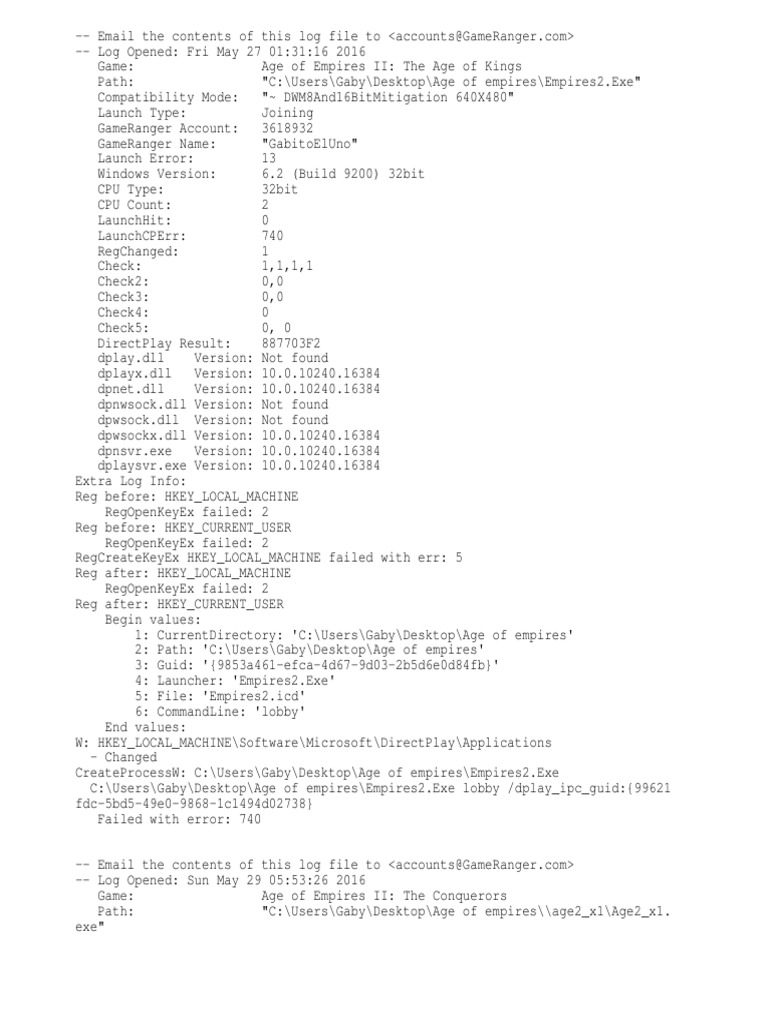 GameRanger Launch Log | PDF | Application Software | Microsoft Windows
