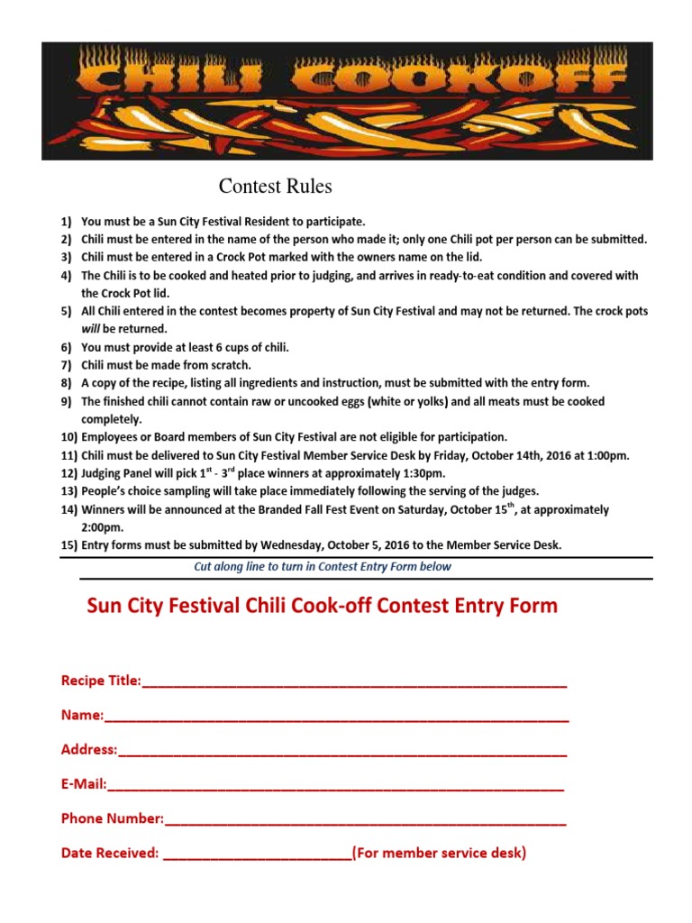 Branded Chili Contest Rules | PDF | Chili Con Carne | Slow Cooker