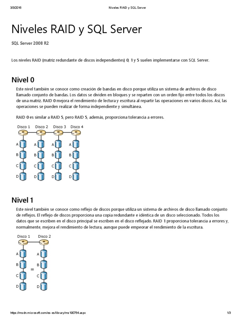 Niveles RAID y SQL Server | PDF | Hardware de la computadora ...