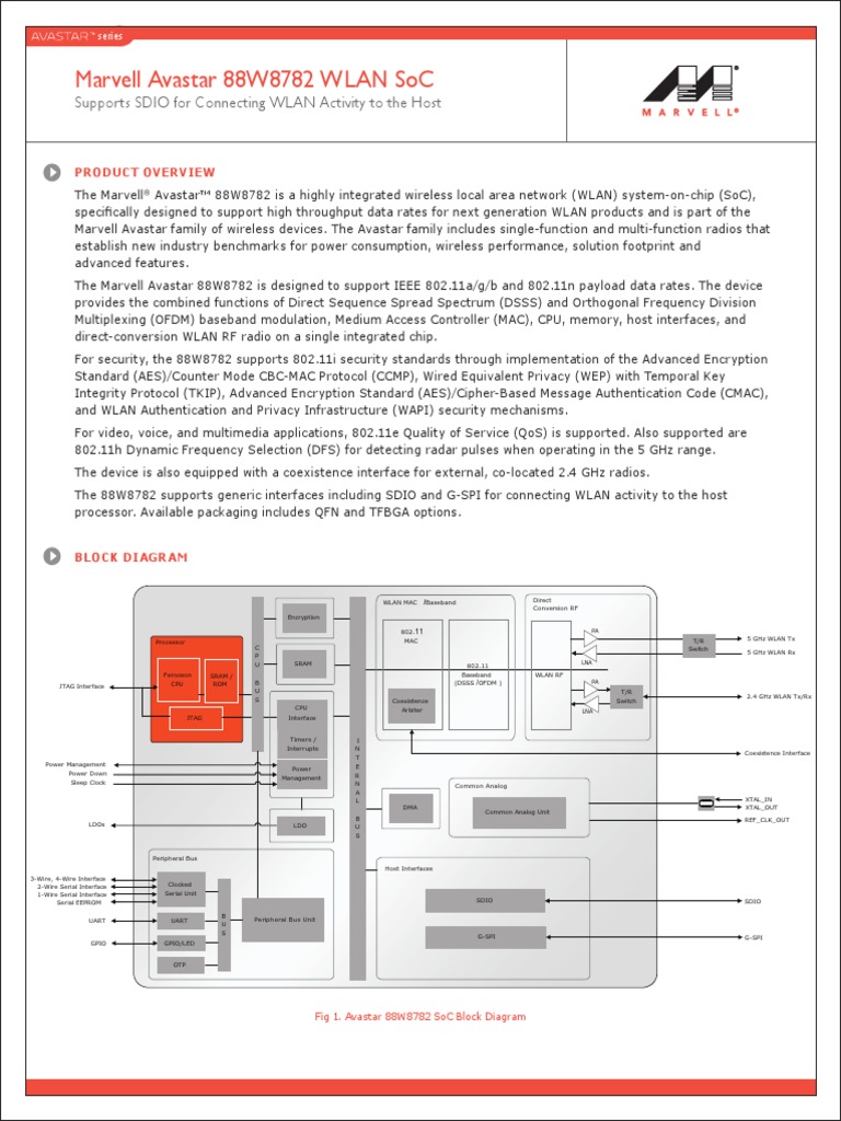 Marvell Avastar 88W8782 SoC-002 PB | PDF | Ieee 802.11 | Wireless Lan