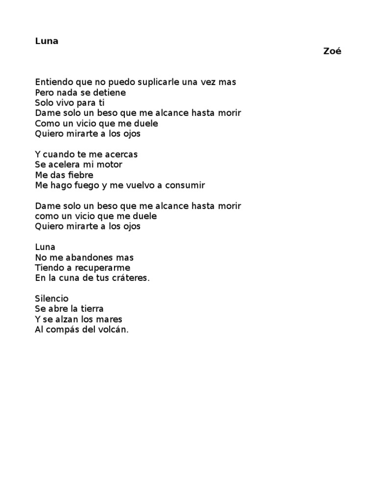 Luna - Zoe (Letra) | PDF