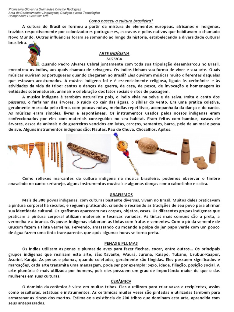 Cultura Arte Indígena Pdf Povos Indígenas Das Américas Brasil