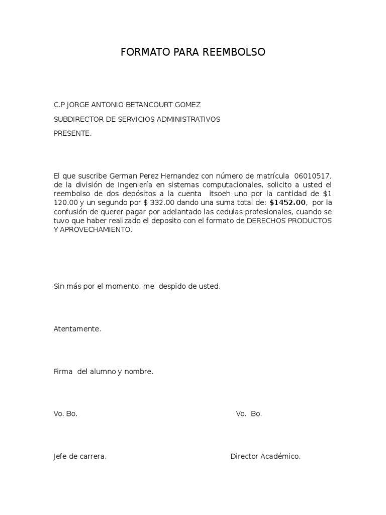 Formato para Reembolso | PDF