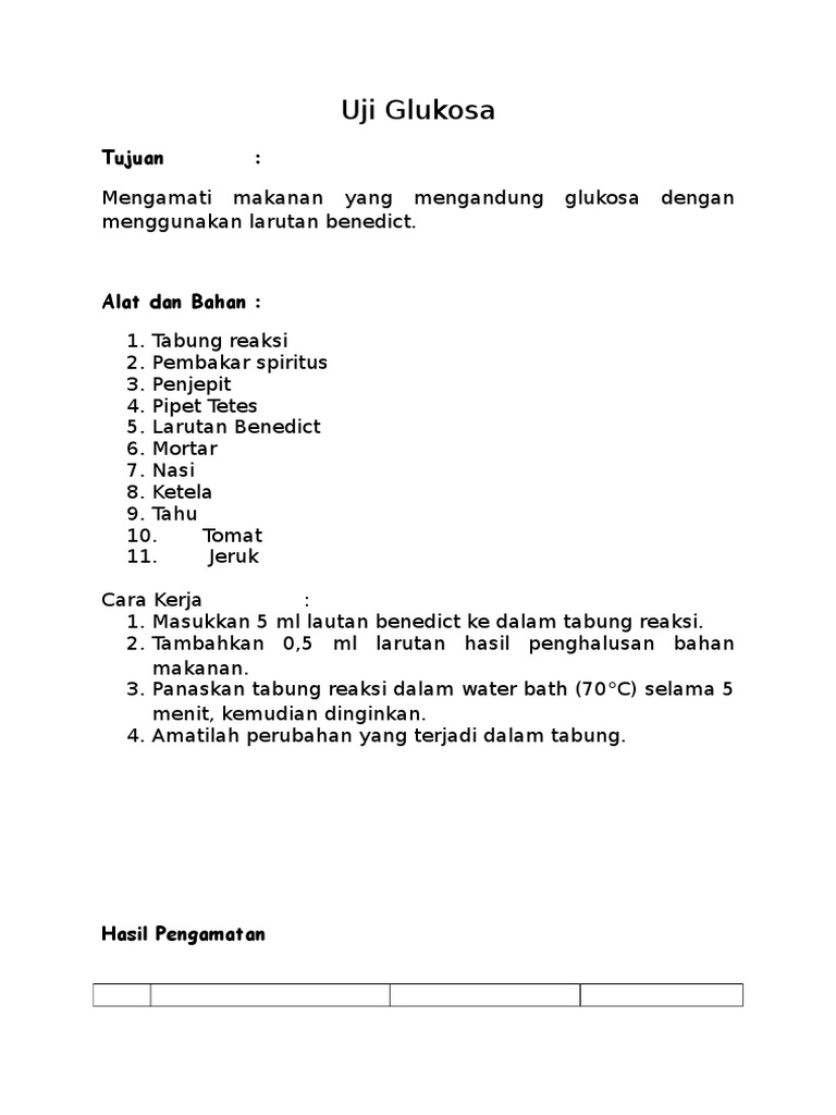 Uji Glukosa | PDF | Memasak, Makanan, & Anggur