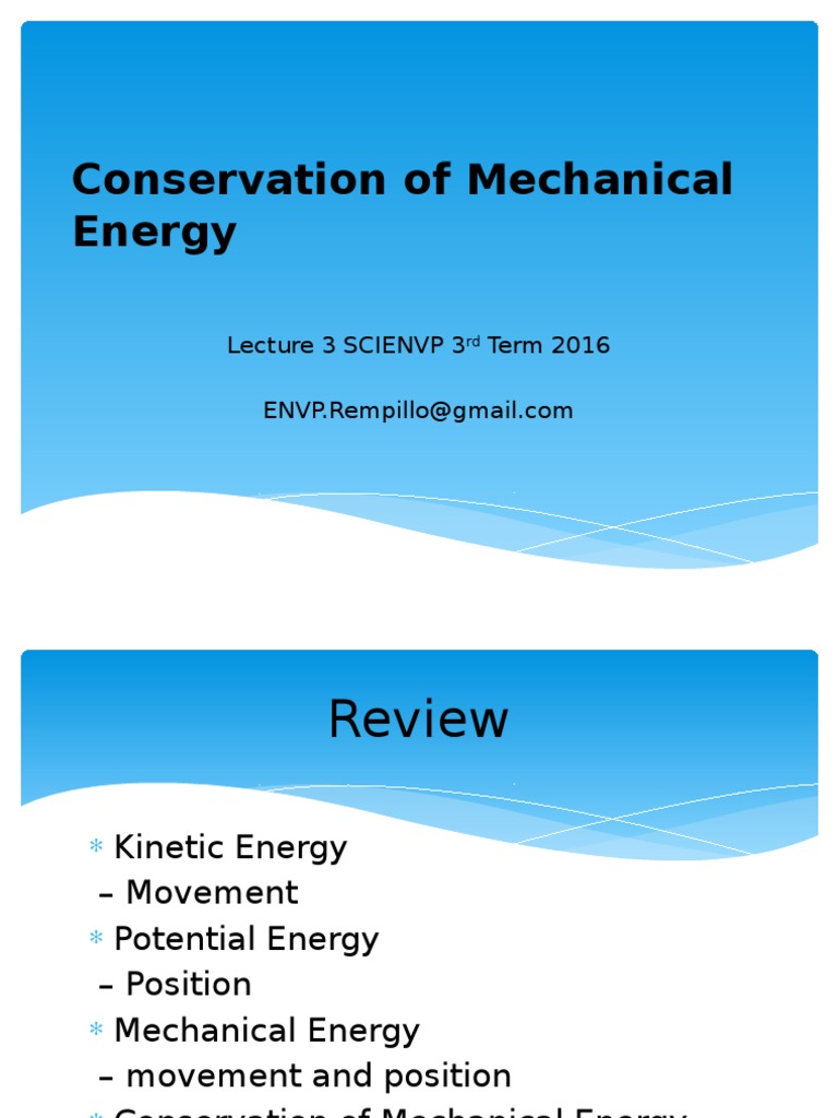 Physics (SCIENVP) : Conservation of Mechanical Energy | PDF | Kinetic ...