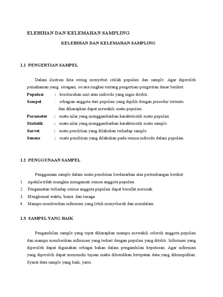 Elebihan Dan Kelemahan Sampling | PDF