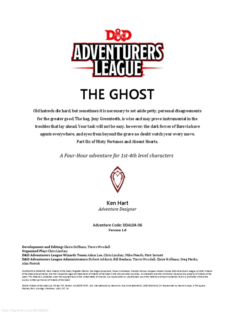 DDAL04-06 The Ghost (5e) (9139669) | PDF | Dungeons & Dragons | Leisure