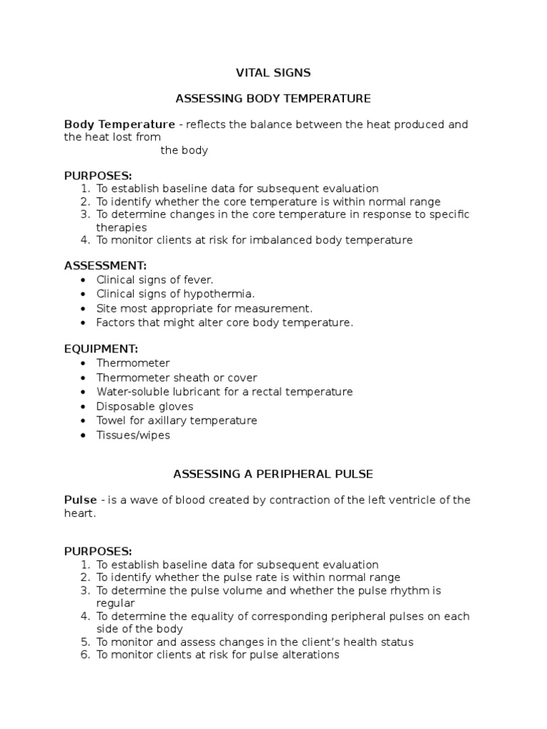 Vital Signs Procedure | PDF | Blood Pressure | Pulse
