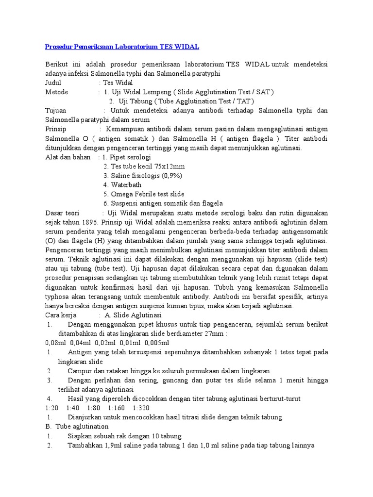 Arti Titer Tes Widal 1/160 | PDF | Sains & Matematika