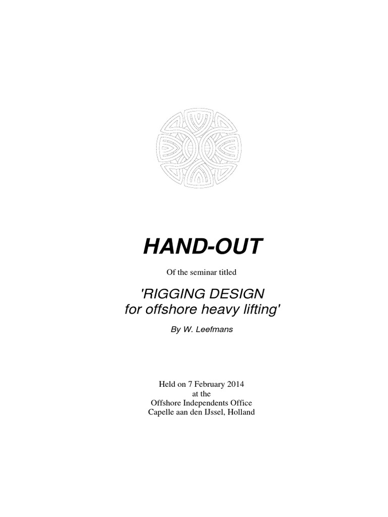 Hand-Out Rigging Design For Offshore Heavy Lifting Leefmans | PDF ...