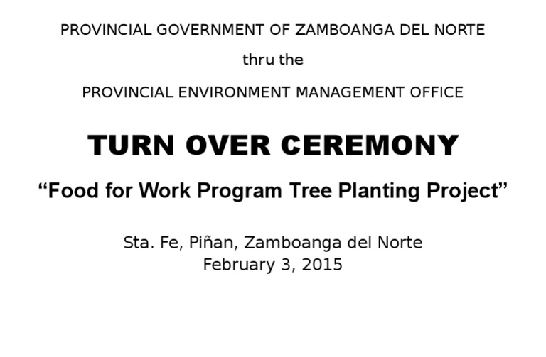Turn Over Ceremony: "Food For Work Program Tree Planting Project" | PDF