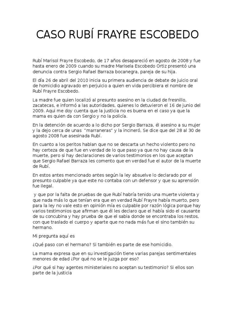 Caso Rubí Frayre: Homicidio y Justicia | PDF | Crimen y violencia ...
