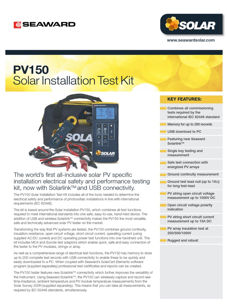 PV150 Solar Installation Test Kit | PDF | Photovoltaic System | Solar Panel