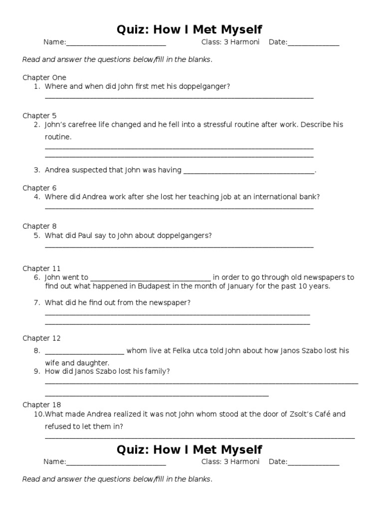 Quiz How I Met Myself | PDF