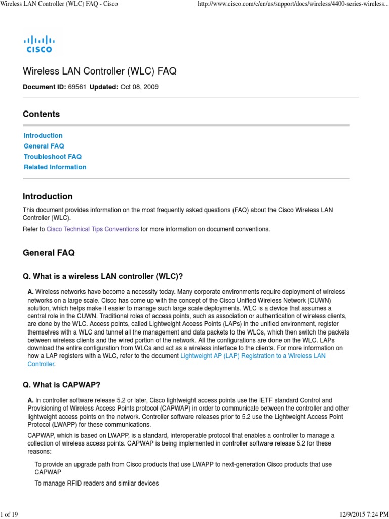 Wireless LAN Controller PDF | PDF | Computers | Technology & Engineering