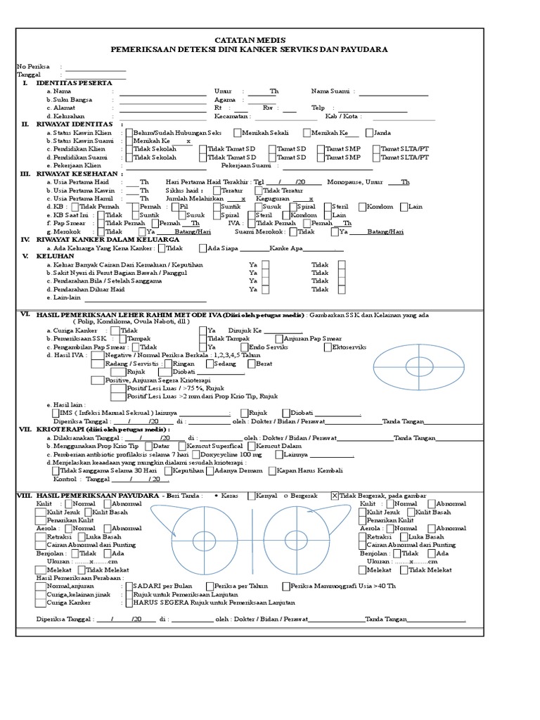 Formulir Skrining Kanker Serviks IVA | PDF | Sains & Matematika