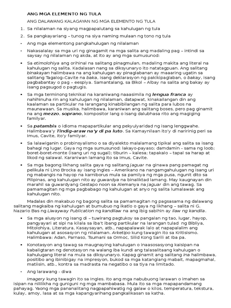 Ang Mga Elemento NG Tula | PDF