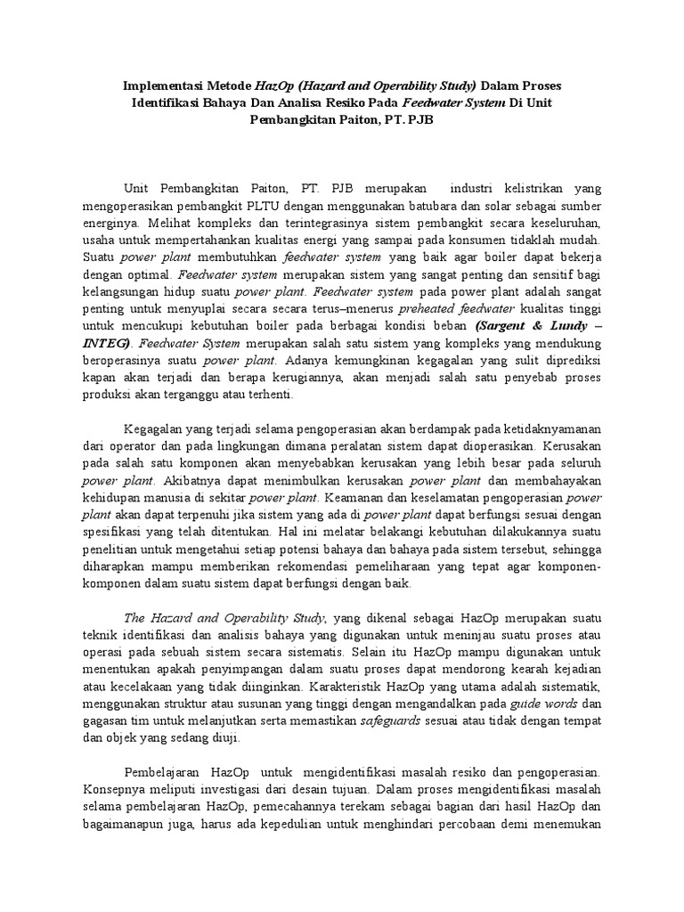 Implementasi Metode HazOp | PDF | Teknologi & Rekayasa