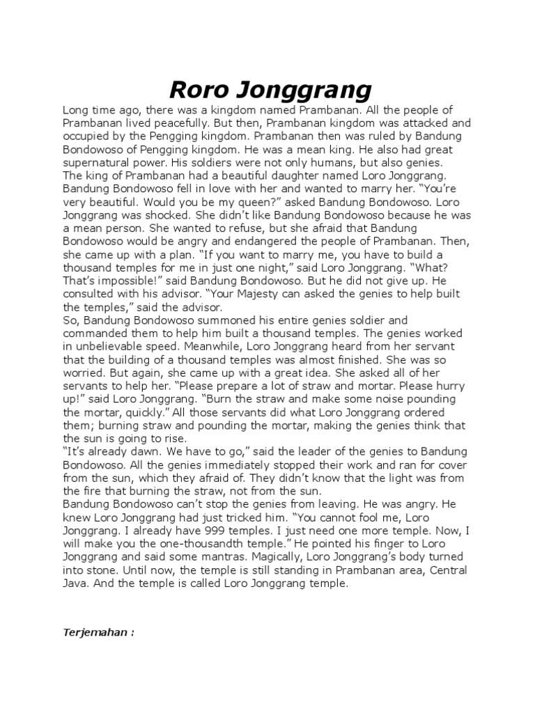 Roro Jonggrang | PDF | Java | Traditional Stories