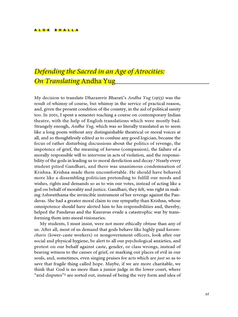 Dharmvir Bharati Alok Bhalla | PDF | Hindu Mythology | Vaishnava Texts