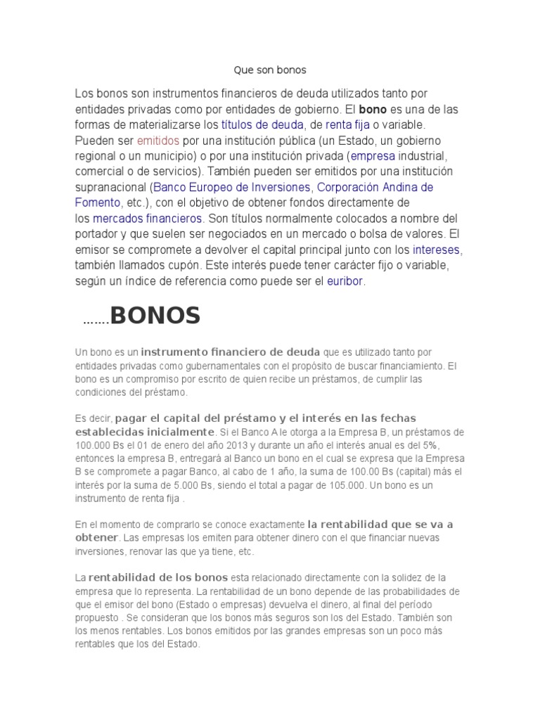 Que Son Bonos | PDF | Interés | Bonos (Finanzas)