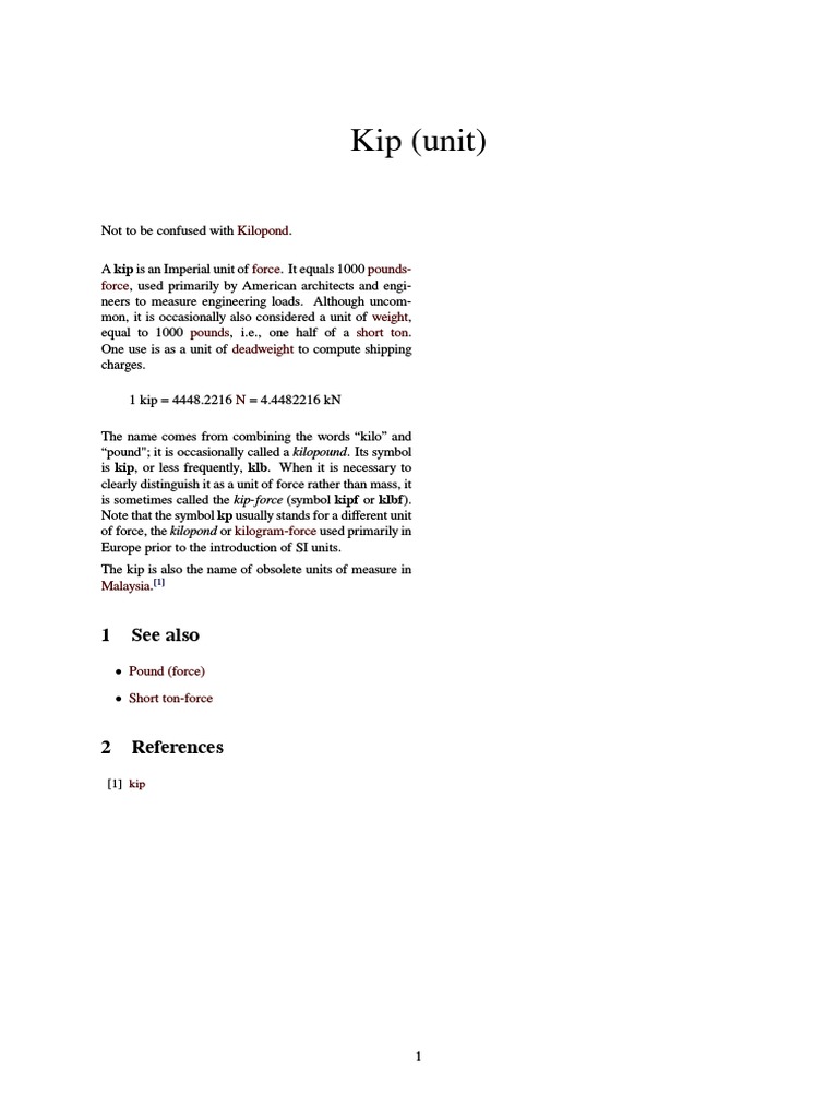 Kip (Unit) | PDF