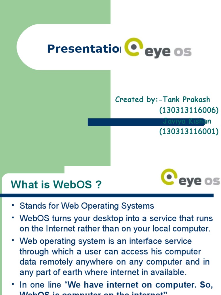 Presentation On EyeOS | PDF | World Wide Web | Internet & Web