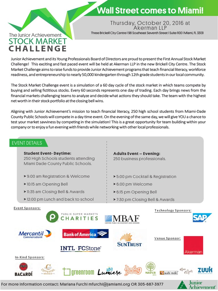 JA Stock Market Challenge Sponsor Brochure | PDF | Stock Market ...