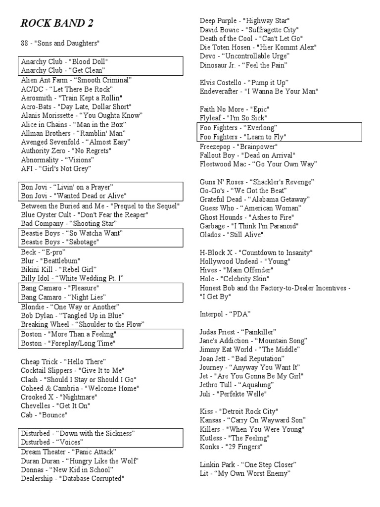 Rock Band 2 | PDF | Rock Music | Musical Groups