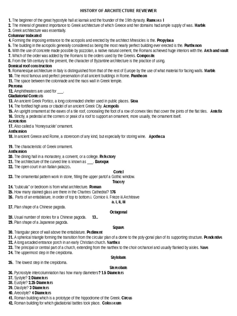 History of Architecture Reviewer Guide | PDF | Pulpit | Vault ...