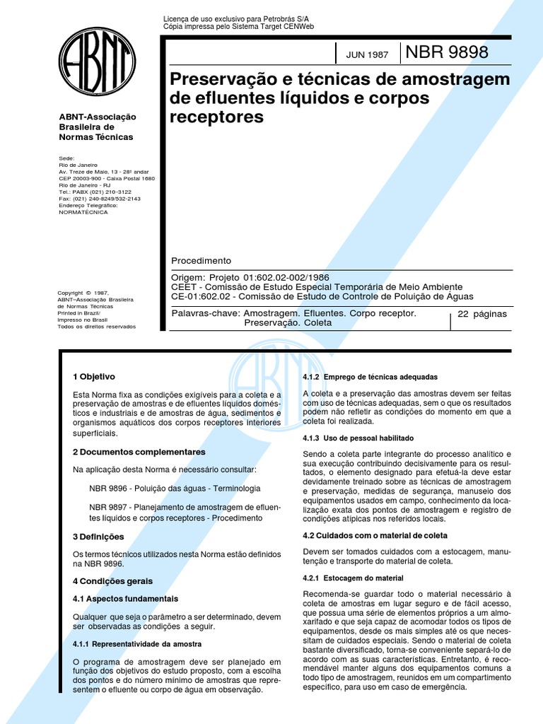 NBR-9.898-Presernvação e Tecnicas de Amostragem de Efluente Liquidos e ...