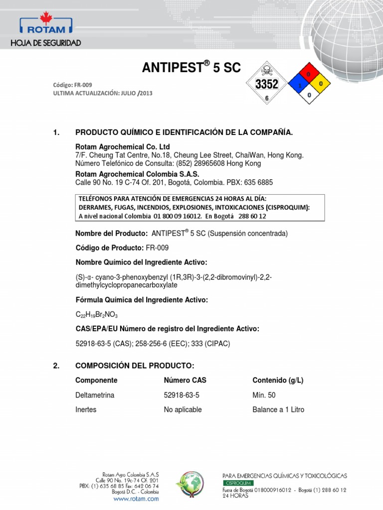 Msds Antipest 5 SC 07-13 | PDF | Pesticida | Agua