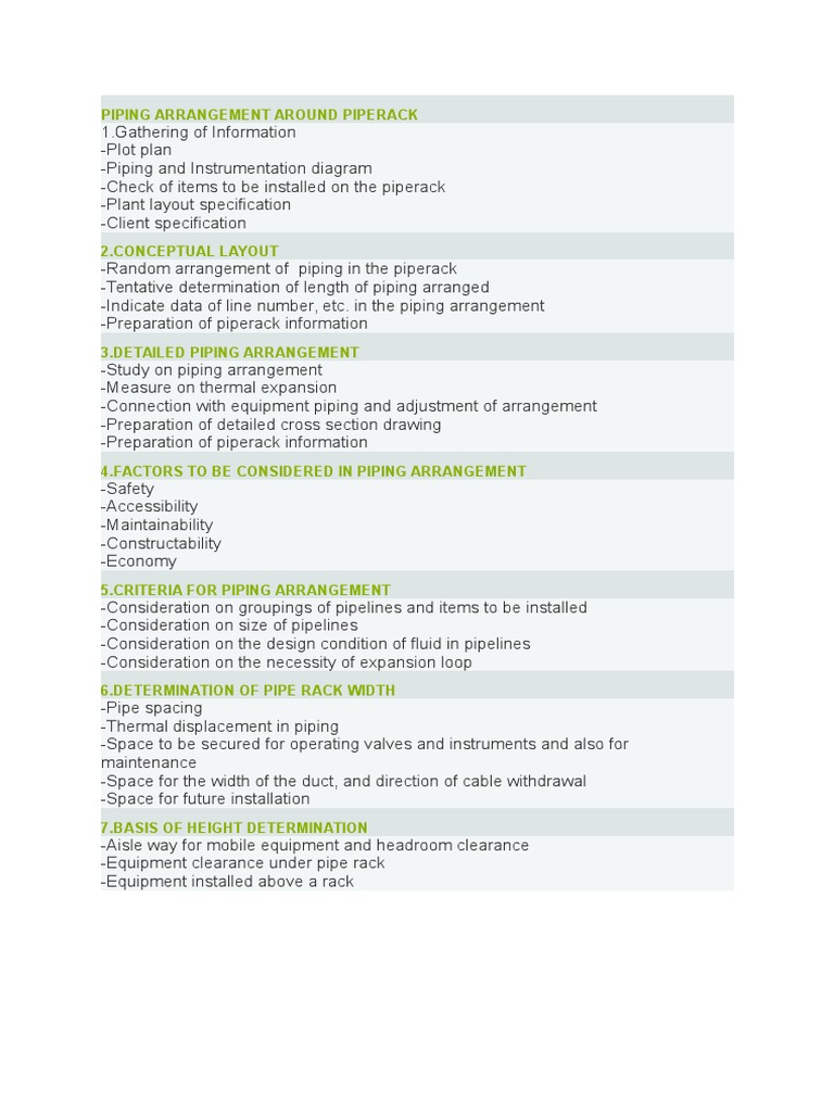 Piping Arrangement Around Piperack | PDF | Pipe (Fluid Conveyance ...