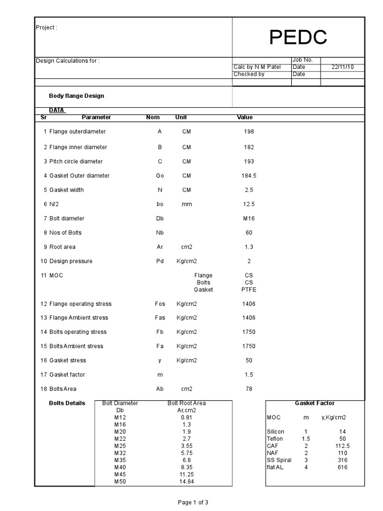 Body Flange Design | PDF