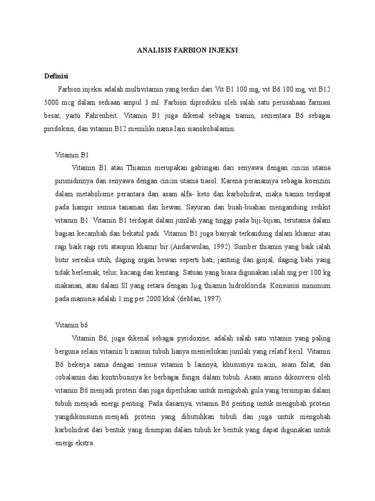 Analisis Farbion Injeksi | PDF