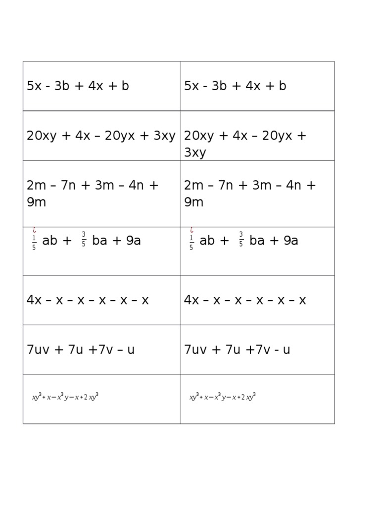 Algebraic Expression Simplification | PDF