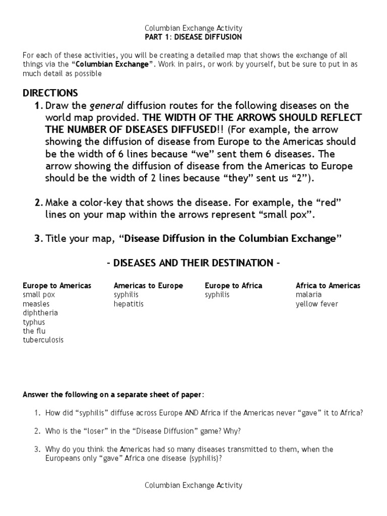 Columbian Exchange Activity | PDF | New World | Slavery