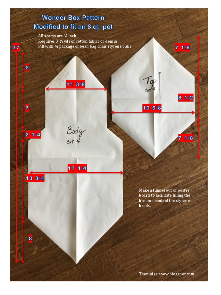Wonder Box Pattern With Measurements | Textiles
